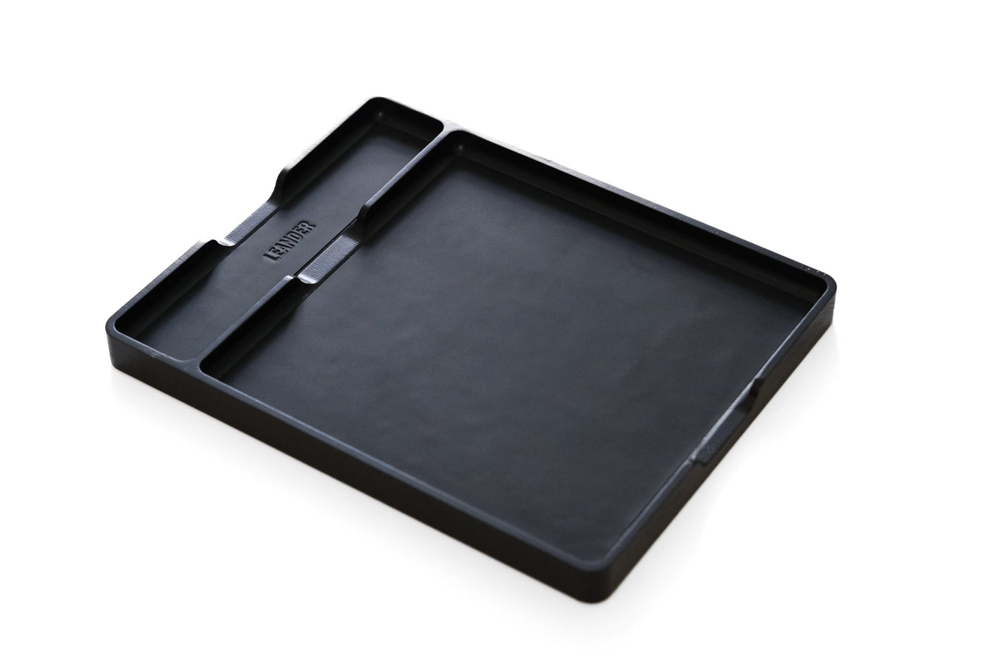 Black Leather Valet Tray | American Walnut and Leather
